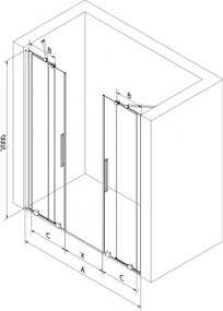 Mexen Velar Duo, posuvné sprchové dveře do otvoru 180 cm, 8mm sklo námraza, broušený grafit, 871-180-000-32-95