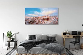 akrylový obraz Řecko panorama města západu slunce 140x70 cm