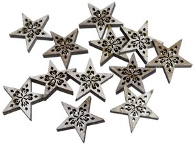 dřevěné hvězdy 5 cm (12 ks) - přírodní