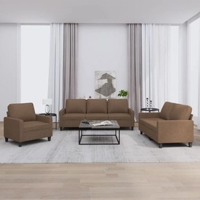 3dílná sedací souprava s poduškami hnědá textil 3201431