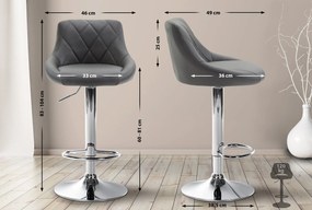 Barová židle Lazio umělá kůže chromovaná konstrukce – šedá