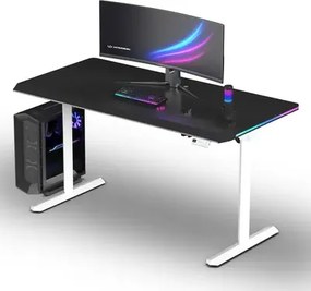 ULTRADESK Quest bílá černá / Herní stůl / 140 x 70 cm / 72-120 cm / el