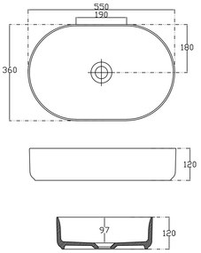 Isvea Isvea, INFINITY OVAL keramické umyvadlo na desku, 55x36cm, antracit, 10NF65055-2C