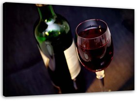 Gario Obraz na plátně Láhev a sklenice na víno Rozměry: 60 x 40 cm