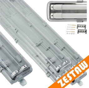 SADA 4 hermetických LED lamp 120 cm pro dílny se trubicemi