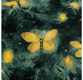 Mikroplyšová deka YELLOW BUTTERFLY, tmavě zelená Rozměr: 160 x 200 cm