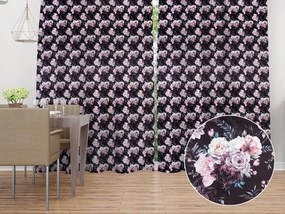 Biante Sametový závěs Tamara TMR-011 Květiny na černém 145x220 cm