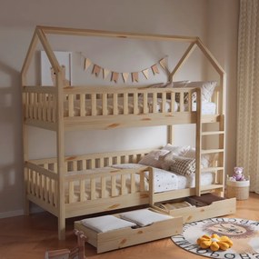 Montessori patrová postel, přírodní, VENITA TYP 2