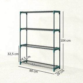 Outsunny sada 2 ks 4patrových stojanů na květiny, výška 104 cm — ocelové police do interiéru i exteriéru, víceúrovňový stojan na zahradu a balkon, tm…