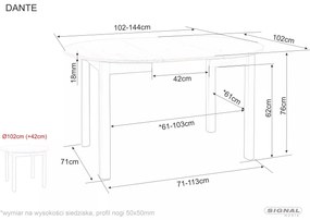 Rozkládací jídelní stůl Dante I 102/144 cm dub artisan/černý