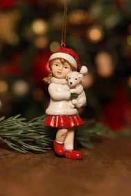 Klasik vánoční ozdoba dívka se štěňátkem 10cm