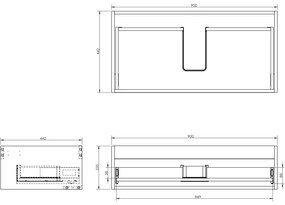 Mexen Orio, koupelnová skříňka 90 cm s umyvadlem Otis, 1 zásuvka, bílá lesklá, 91A10-09023-1-BF00-W18M00