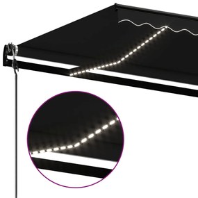 Automatická markýza LED a senzor větru 450 x 350 cm antracitová,  3069214