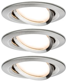 Paulmann 93483 LED Coin Nova round, set kulatých bodovek v úpravě broušená ocel, 3x6,5W LED 2700K tříkrokové stmívání, prům.8,4cm
