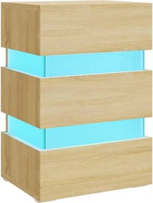 Noční stolek s LED dub sonoma 45 x 35 x 67 cm kompozitní dřevo 326843