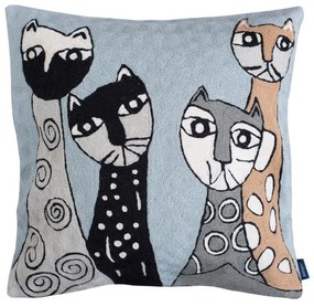 SCANquilt povlak ART WOOL cats šedobéžová 45 x 45 cm