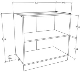 VCM Dolní kuchyňská skříňka Esilo, 80 cm, 2 dvířka, bílá