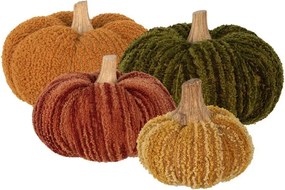 Tmavě zelená látková dekorace dýně Pumpkin L - Ø 15*12 cm