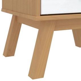 Noční stolek OLDEN bílý a hnědý masivní borové dřevo - Default Title