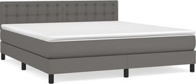 Box spring postel s matrací šedá 160x200 cm umělá kůže 3141135