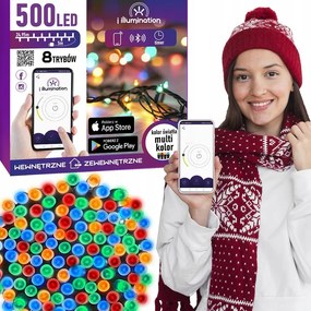 JU Světla SMART s aplikací, 500 LED, vícebarevná, napájená ze sítě, venkovní