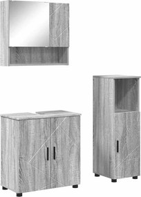Sada koupelnového nábytku 3 ks Šedá Sonoma 61 x 35 x 64 cm 3392949
