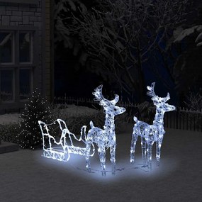 Vánoční sobi se sáněmi 160 LED 130 cm akryl 289979