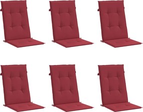 Podušky na židli vysoké opěradlo 6 ks vínové 120x50x3 cm textil 314115