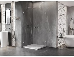Mexen Lunar-B Duo, výklopný sprchový kout 100 x 100 cm, 8mm čiré sklo, chromový profil, 832-100L-100P-01-00