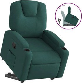 Zvedací polohovací křeslo tmavě zelené textil 3204374