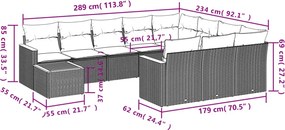 11dílný zahradní sedací souprava s poduškami béžový polyratan 3258769