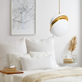 Toolight, závěsná stropní lampa akrylová koule 1xE27 APP481-1CP, bílá-zlatá, OSW-00598