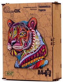 007120 3D dřevěné puzzle handmade - Tiger A4