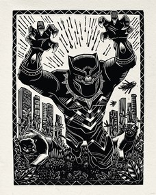 Komar Plakát Marvel Black Panther Lino-Cut Charge 40 x 50 cm