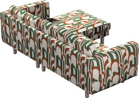Potah na pohovku IKEA Norsborg 3-místná se šezlongem barva zelená látka pletený vzor, vzorované