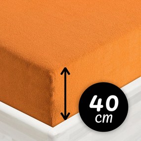 Froté napínací prostěradlo na extra vysokou matraci FR-006 Oranžové 80 x 200 - výška 40 cm