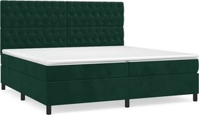 Box spring postel s matrací tmavě zelená 200x200 cm samet 3143226