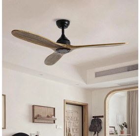 ZEVENTI - Stropní ventilátor LAURIA Wi-Fi Tuya černá/dub + DO ZEV019