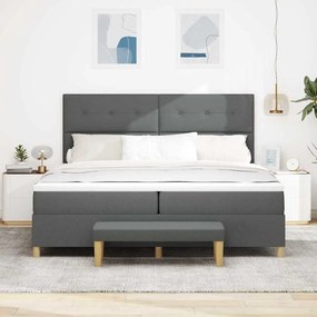 Postel s boxspringem s čelo Tmavě šedá 200 x 200 cm textil 3344325