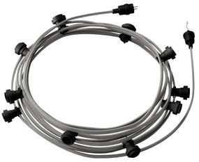 creative cables Hotový světelný řetěz LUMET 12,5 m je sestavený z 10 černých objímek, háčku a zástrčky Barva kabelu: Azurová - CM17