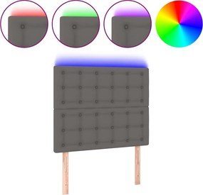 Čelo postele s LED šedé 90x5x118/128 cm umělá kůže 3122506