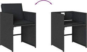 5dílný zahradní jídelní set s poduškami černý polyratan 3211075