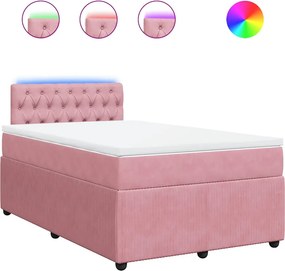 Box spring postel s matrací růžová 120x190 cm samet 3289997