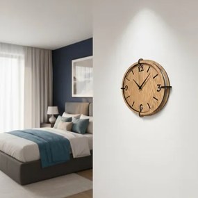 3D Nástěnné hodiny Zlatý dub, tiché, moderní | SENTOP HDF0601-OAK