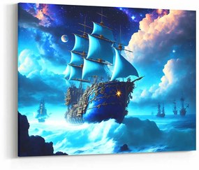 Obraz pirátská loď plovoucí v noci na moři