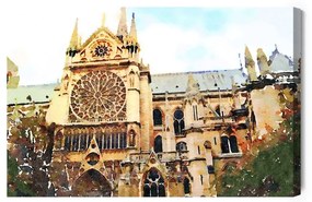 Obraz Katedrála Notre Dame Jako Vymalovaná Nedostatek Nedostatek Přírodní plátno 100x70