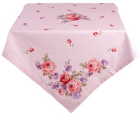 Růžový bavlněný ubrus na stůl s růžemi Dotty Rose – 100x100 cm