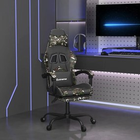 Herní židle s podnožkou černá a maskáčová umělá kůže 3143913