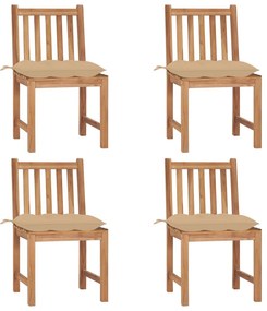Zahradní židle 4 ks s poduškami masivní teak 3073106