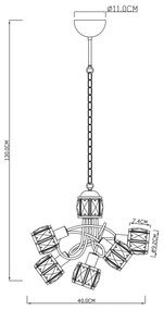 Globo 54356-5H - LED Lustr na řetězu KRIS 5xE14/40W/230V + LED/5W